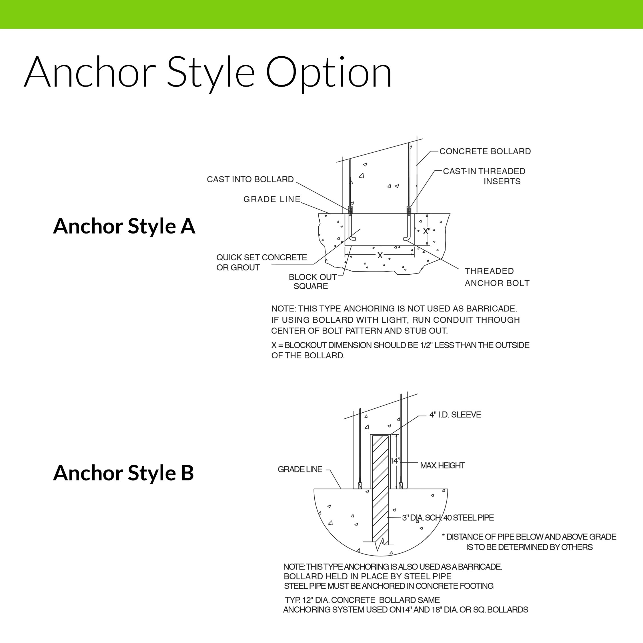 12" Rectangular Brooklyn Concrete Bollard With Engraved Lines - Picnic ...