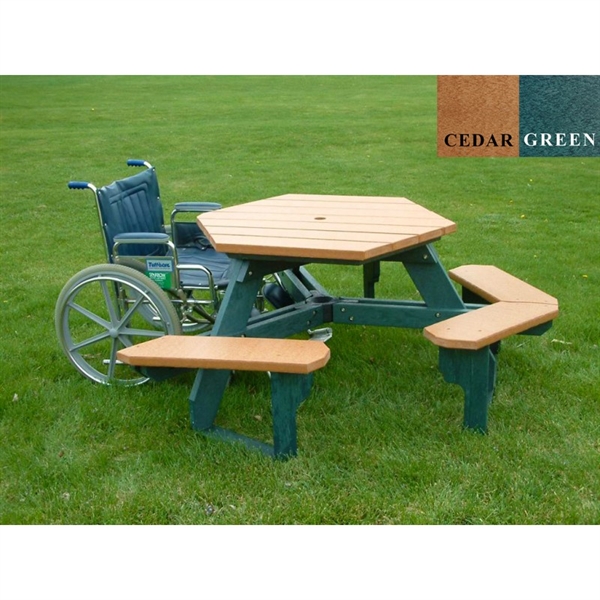 46” Wheelchair ADA Hexagon Picnic Table - Picnic Furniture