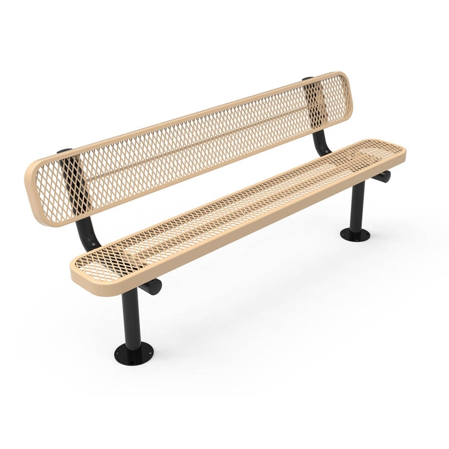 RHINO 6 Ft. Bench with Back, Thermoplastic Expanded Metal - Picnic ...