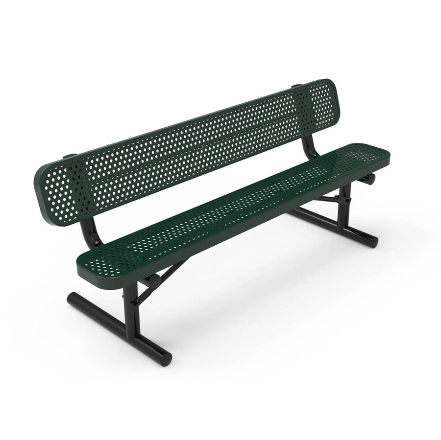 RHINO 6 Ft. Bench with Back, Thermoplastic Perforated Metal - Picnic ...