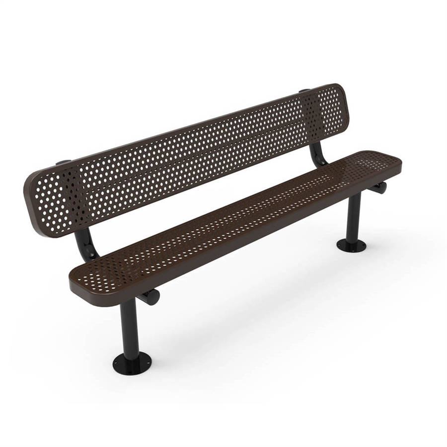 RHINO 6 Ft. Bench with Back, Thermoplastic Perforated Metal - Picnic ...