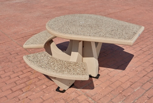 38" ADA Concrete Round Picnic Table with Bolted Bench Frame - Picnic ...