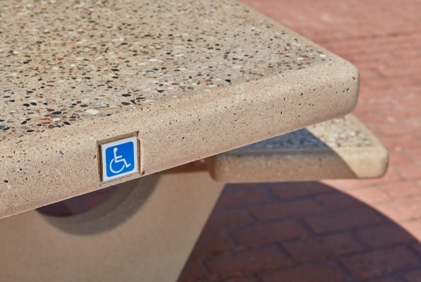 38" ADA Concrete Round Picnic Table with Bolted Bench Frame - Picnic ...