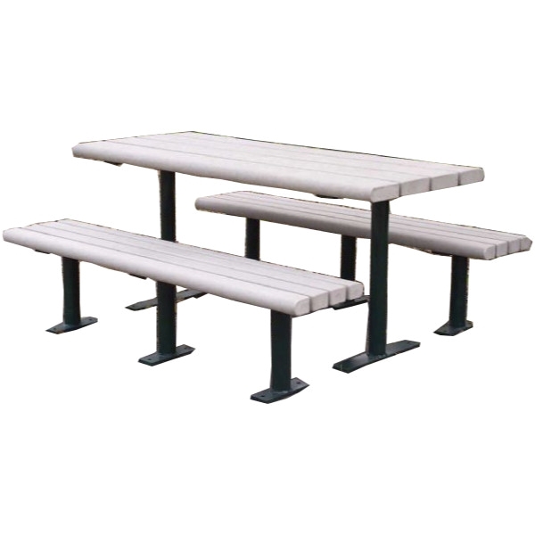 8 Ft. Park Scapes Recycled Plastic Picnic Table with Steel Frame ...