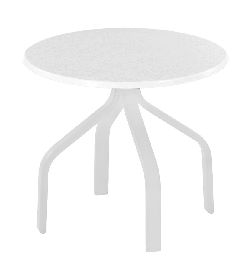 Round Side Table 18 In. Fiberglass Aluminum - Picnic Furniture