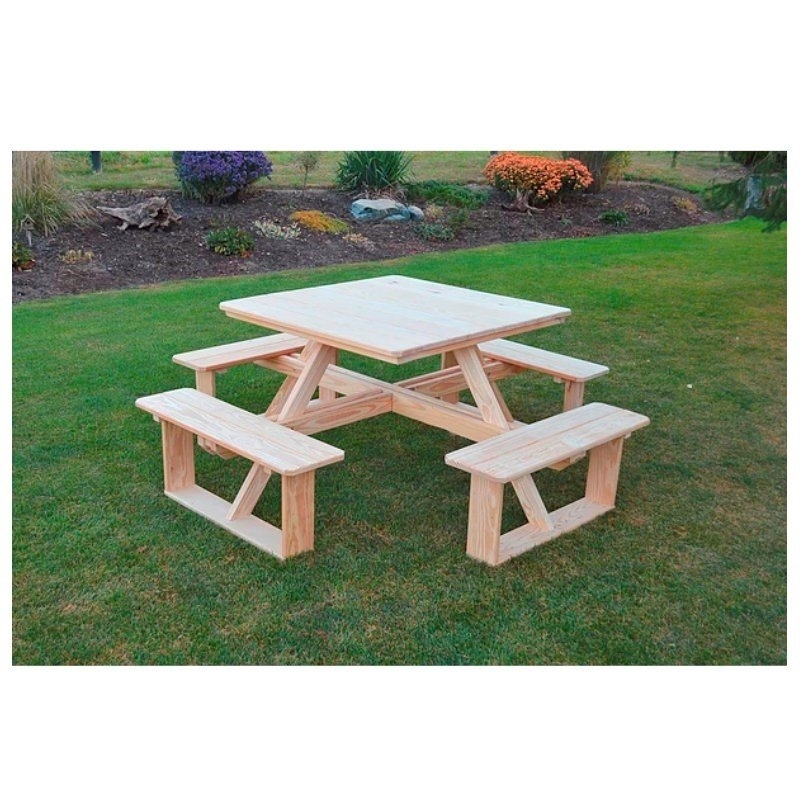 44" Wooden Square Walk-In Picnic Table - Picnic Furniture