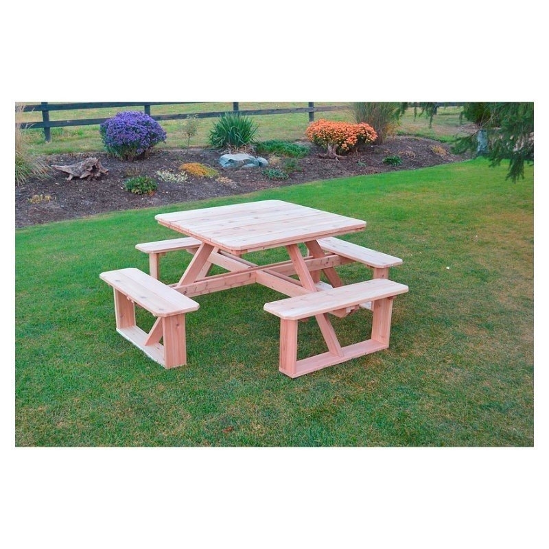 44" Wooden Square Walk-In Picnic Table - Picnic Furniture