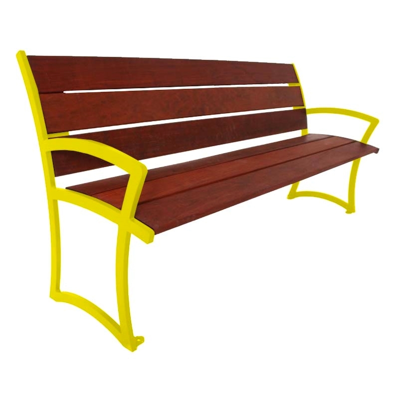 Bryce IPE Bench with Back and Steel Frame - Picnic Furniture