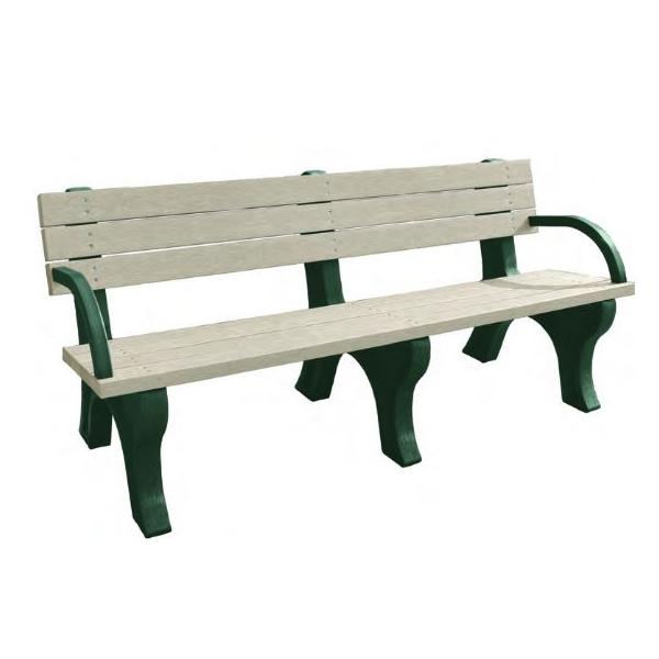 Dogipot 6 Foot Bench with Back, Recycled Plastic - Picnic Furniture