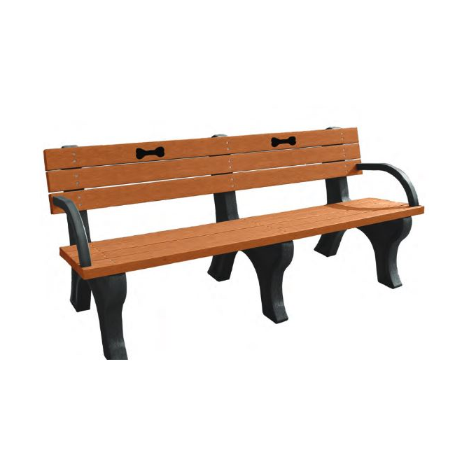 Dogipot 6 Foot Bench with Bone Etching, Recycled Plastic - Picnic Furniture