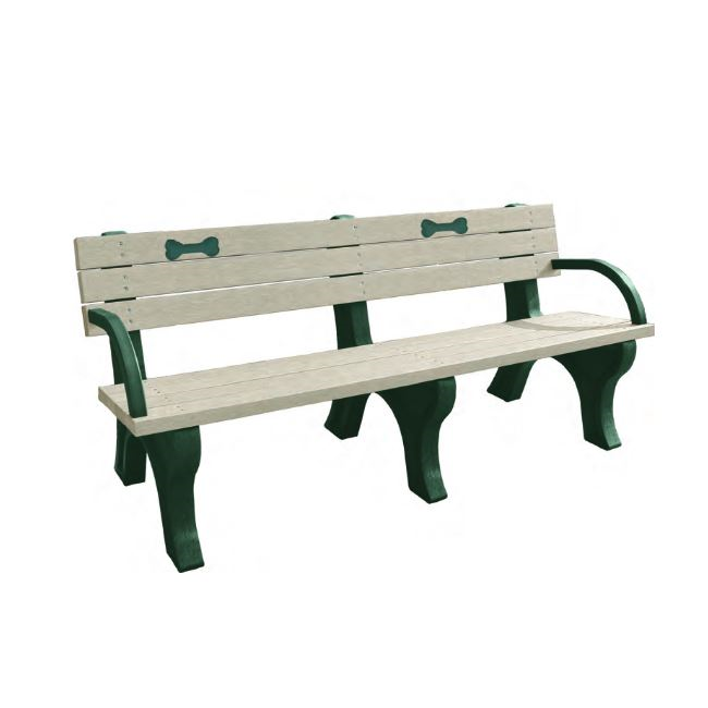 Dogipot 6 Foot Bench with Bone Etching, Recycled Plastic - Picnic Furniture