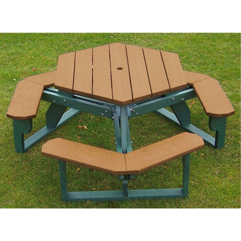 Hexagonal Recycled Plastic Picnic Table – Picnic Furniture | Picnic ...