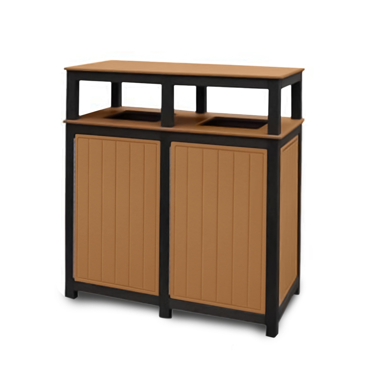 32 Gallon 2-Tone Recycled Plastic Trash Receptacle - Picnic Furniture