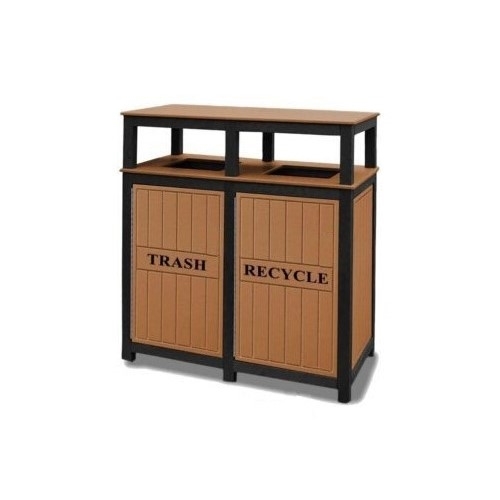 32 Gallon 2-Tone Recycled Plastic Trash Receptacle - Picnic Furniture