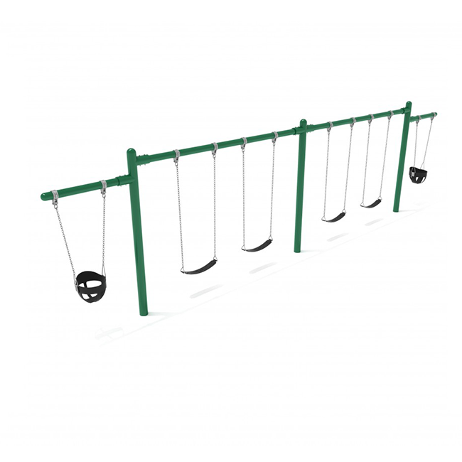 7/8 Foot High Elite Commercial Swing Set with 4 Belt Swings and 1 ...