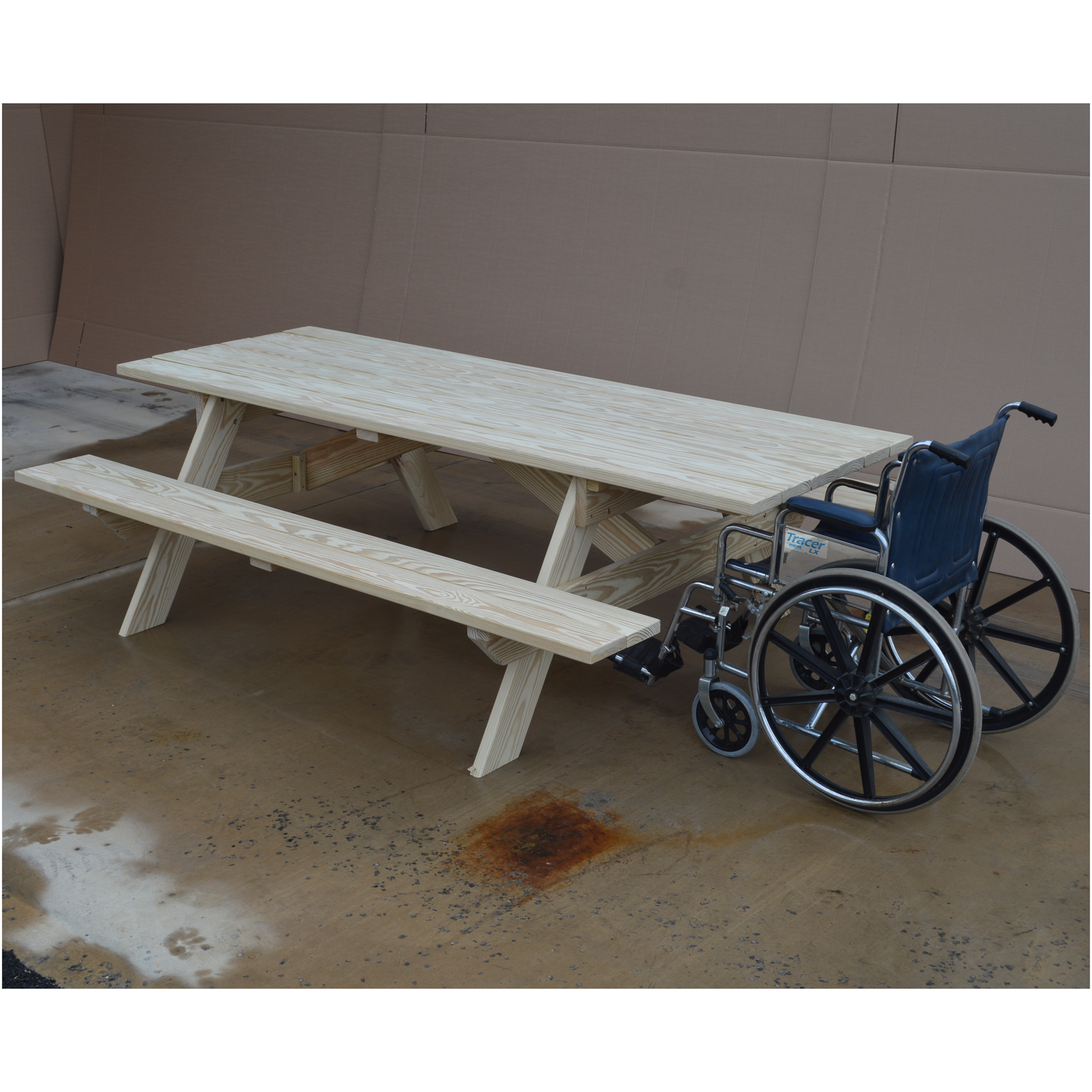 8 Ft ADA Wooden Picnic Table w/ Wheelchair End Access – Picnic ...
