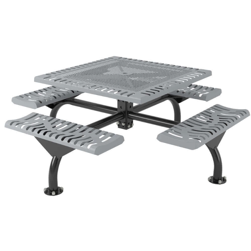 46" Square Rolled Edge Thermoplastic Picnic Table with Web Style Frame ...