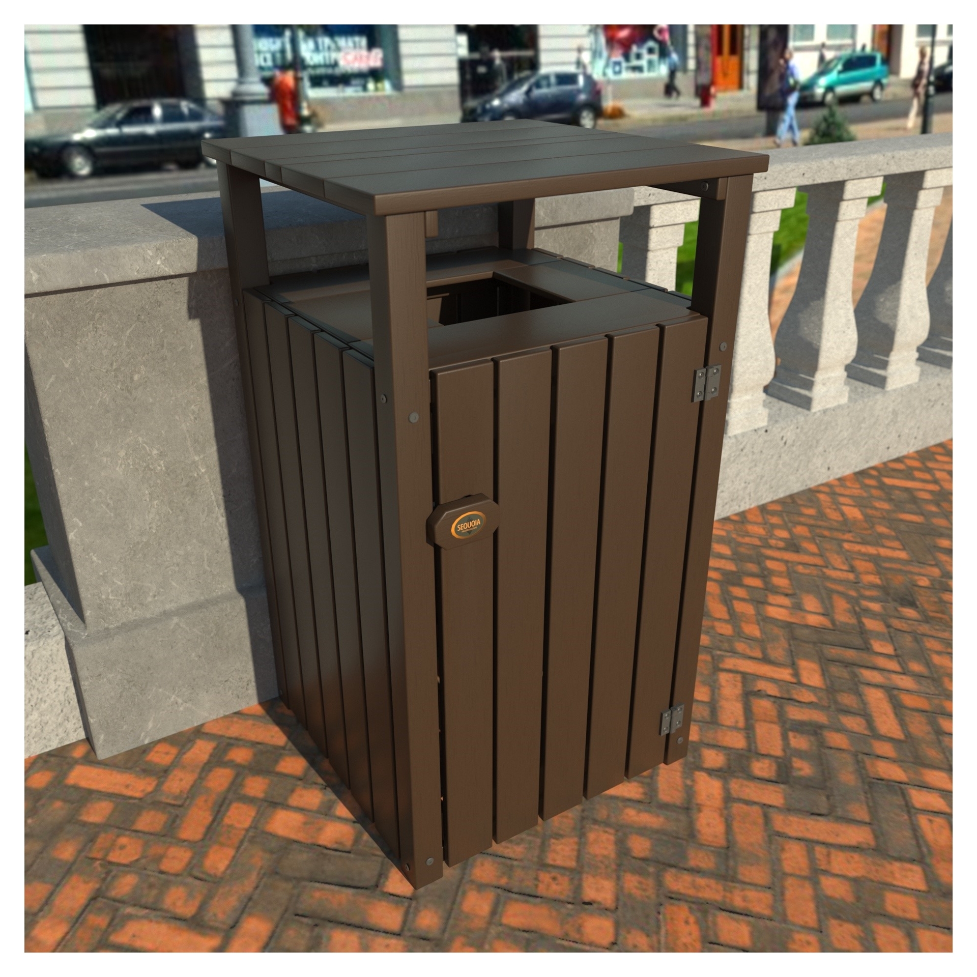 30 Gallon Highwood Covered Trash Can - Picnic Furniture