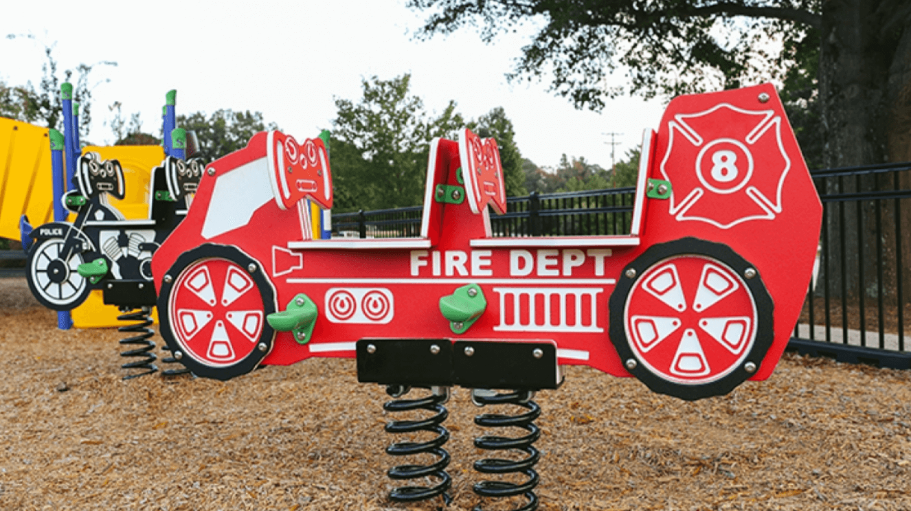Fire Truck Rider Spring Rocker Playground Equipment with 2 Seats - Ages ...