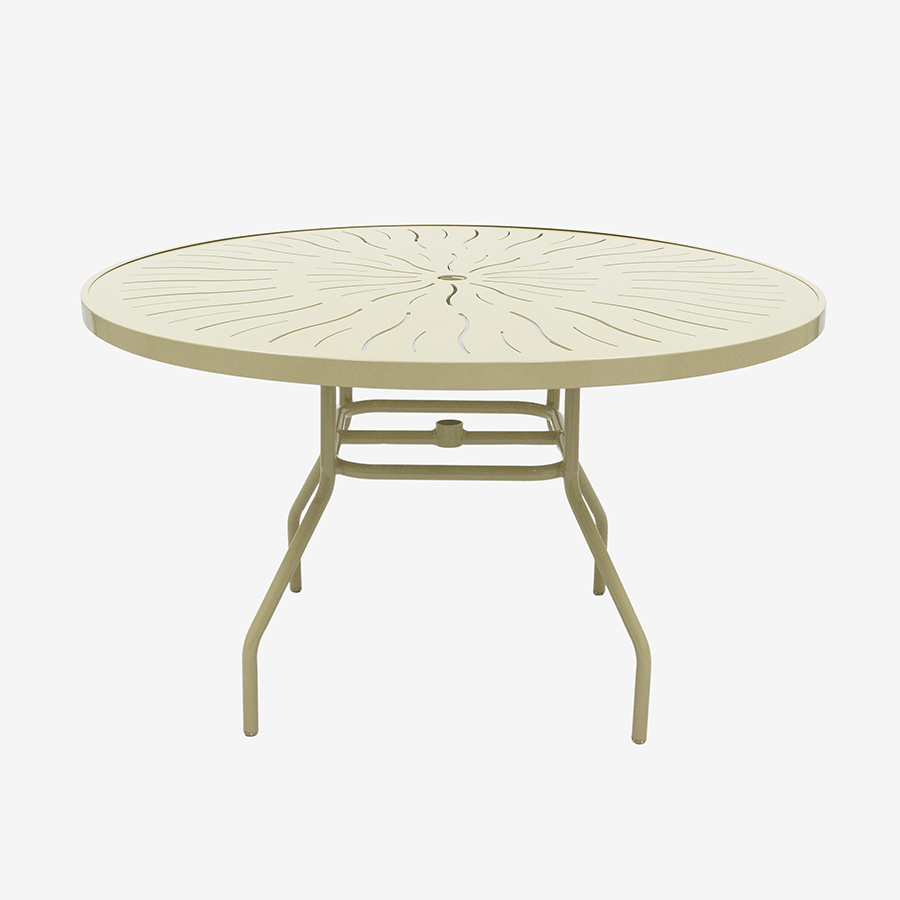 St. Maarten II Punched Aluminum Round Poolside Dining Table - Picnic ...
