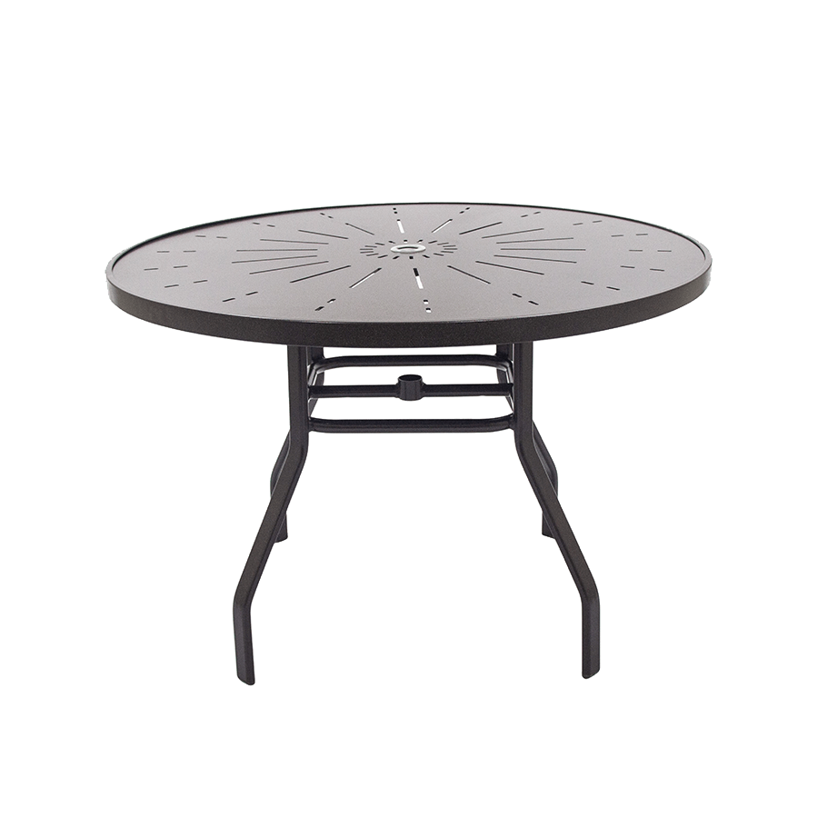St. Maarten II Punched Aluminum Round Poolside Dining Table - Picnic ...
