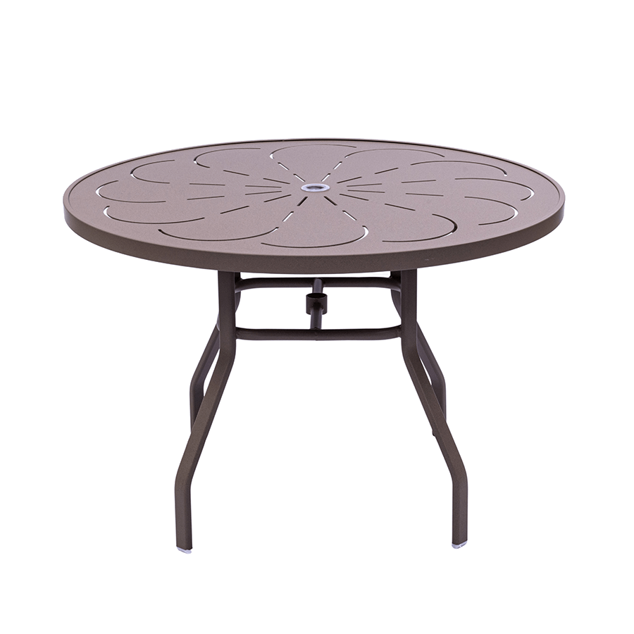 Resort Punched Aluminum Round Poolside Dining Table – Picnic Furniture ...