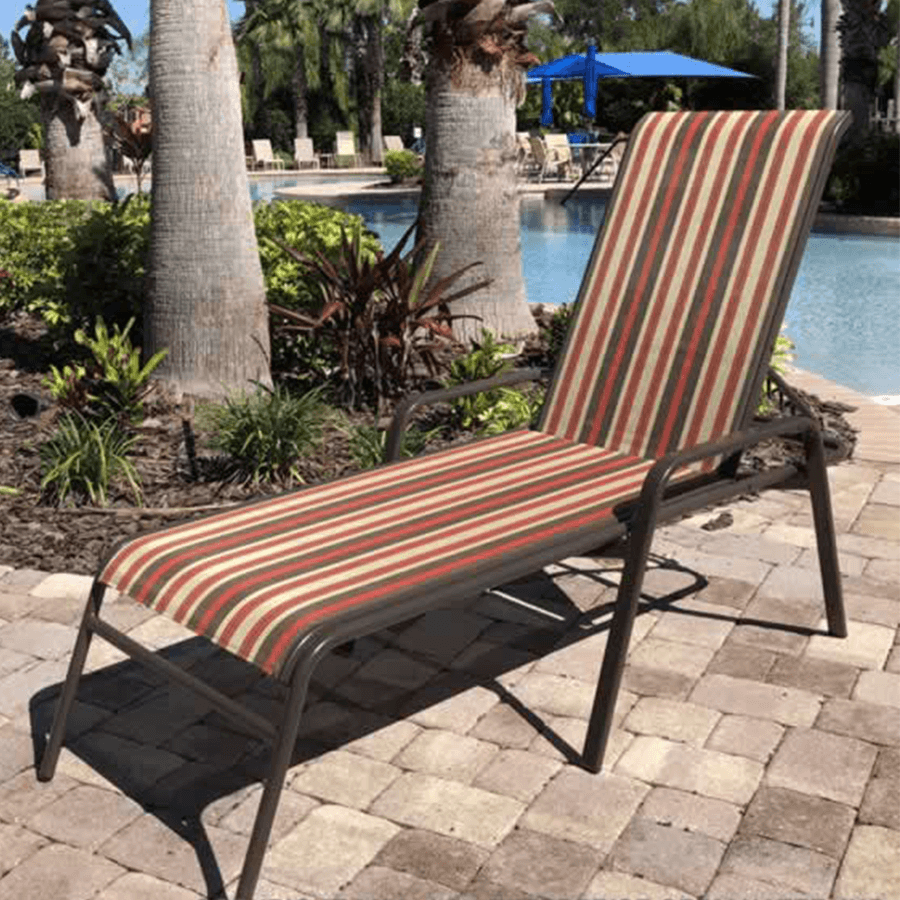 Resort Sling 16 Inch Elevated Chaise Lounge with Arms - Picnic Furniture