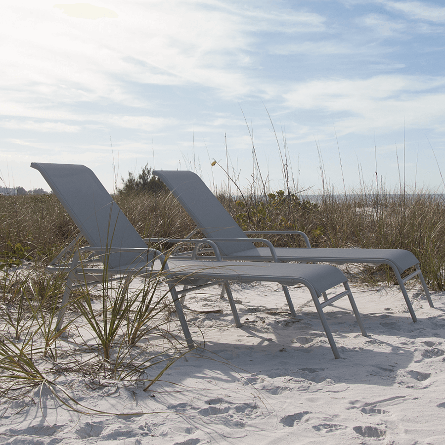 Resort Sling 16 Inch Elevated Chaise Lounge with Arms - Picnic Furniture